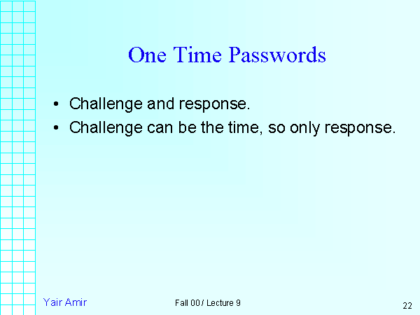 One Time Passwords